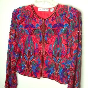 Scala Jackets & Coats | Amazing Vintage Flawless Silk Beaded Jacket ...